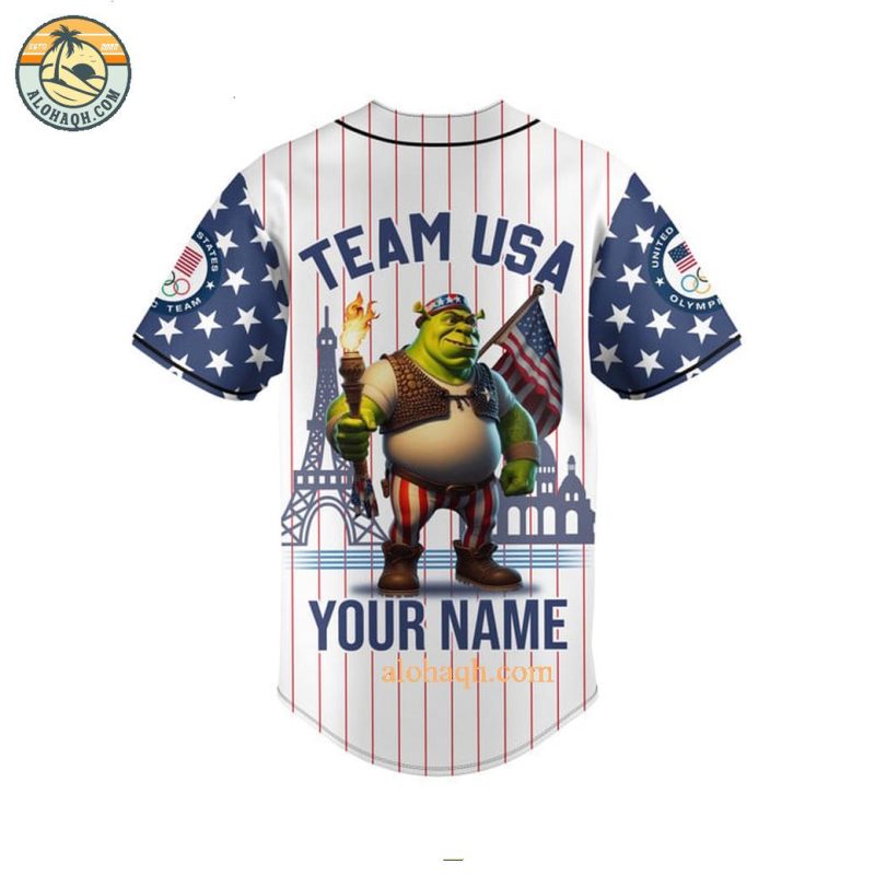 Shrek x Team USA Olympic 2024 Custom Name Baseball Jersey - Alohaqh